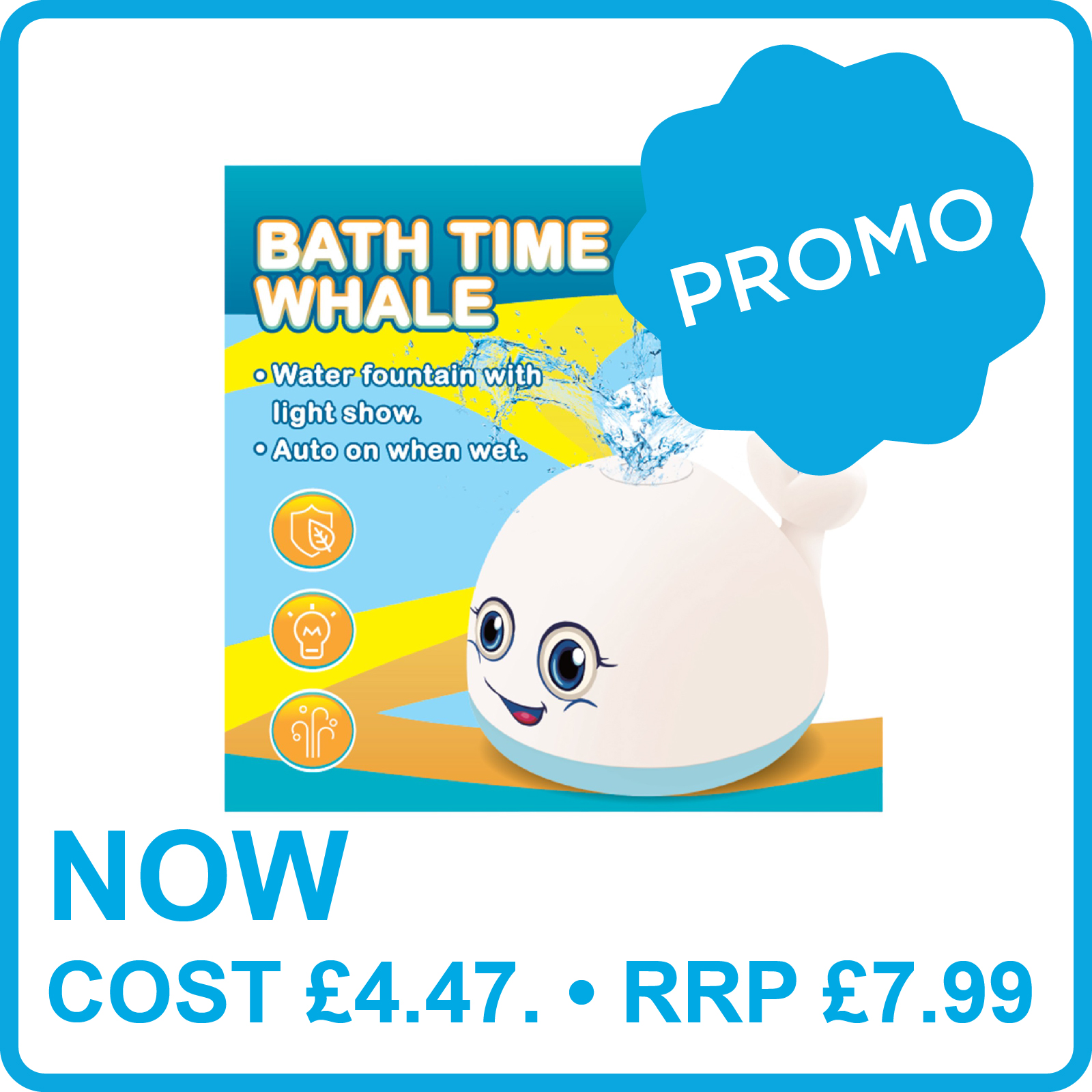 Creative Max. Griptight Flashing Squirt Whale Bath Toy